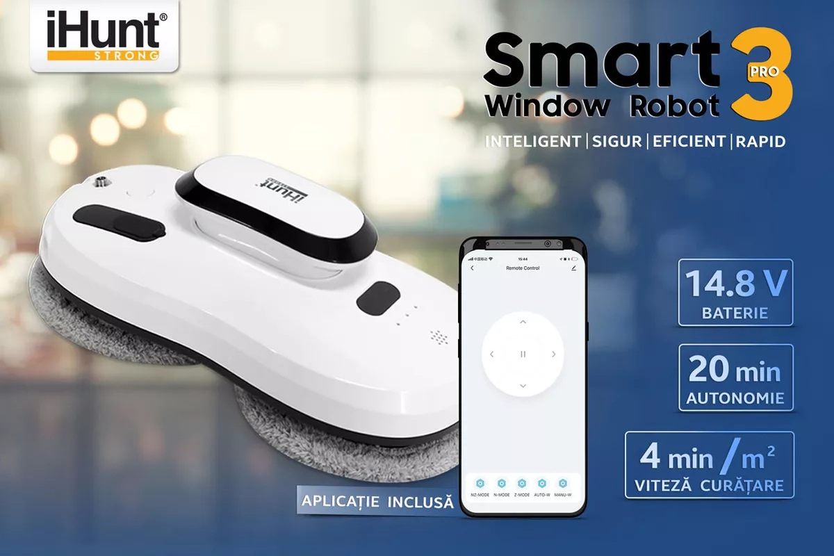 Robot de spalat geamuri iHunt autonom Smart Window 3 PRO 800W Senzor