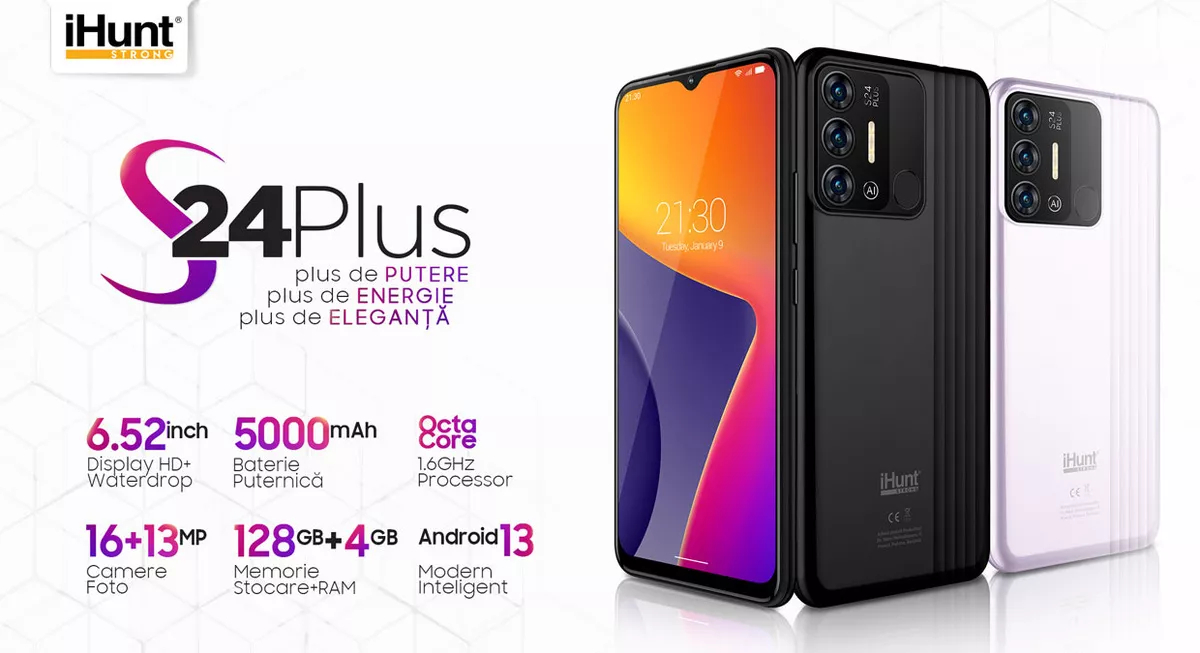 Telefon mobil iHunt S24 Plus Dual SIM 4GB 128GB Phantom Black - domo.ro