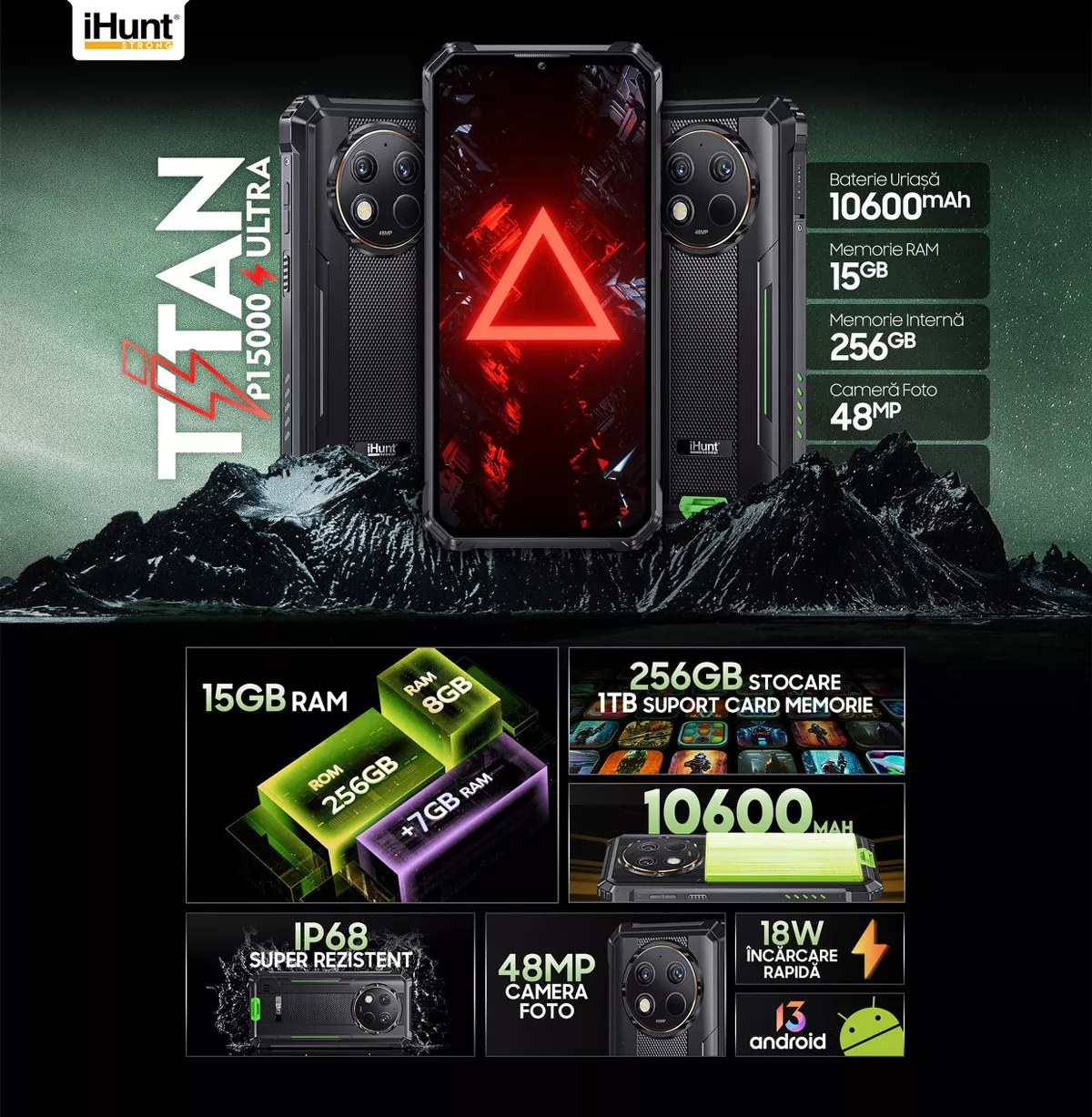 Telefon iHunt Titan P15000 Ultra Dual SIM 256GB 15GB RAM 8 GB + 7 GB ...