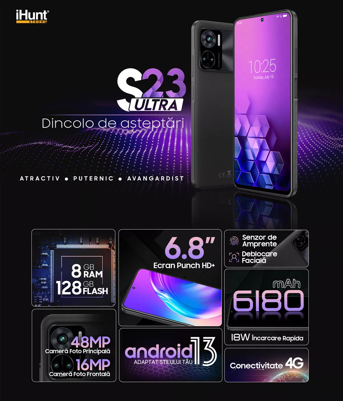 Telefon mobil iHunt S23 Ultra Dual SIM 8GB 128GB Negru s23-ultra ...