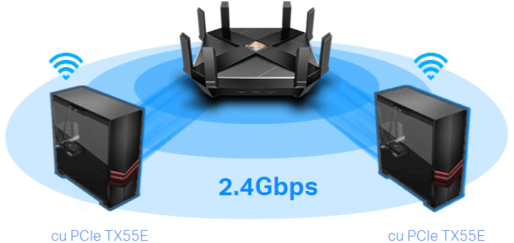 Placa Retea Archer TX55E AX3000 Wi-Fi 6 Bluetooth 5.2 PCIe Adapter