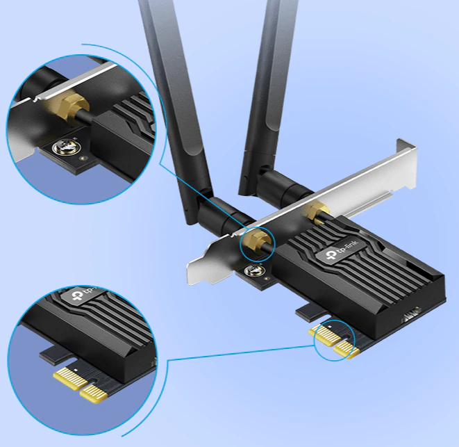 Placa Retea Archer TX55E AX3000 Wi-Fi 6 Bluetooth 5.2 PCIe Adapter ...