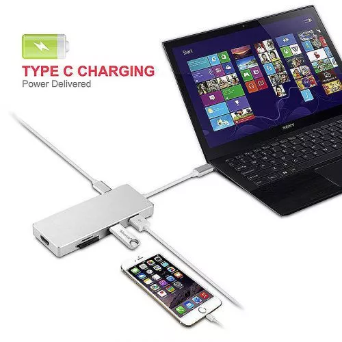 Adaptor digital multiport 4k HDMI cu port USB 3.1 - Tip C cititor de ...