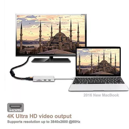 Adaptor digital multiport 4k HDMI cu port USB 3.1 - Tip C cititor de ...