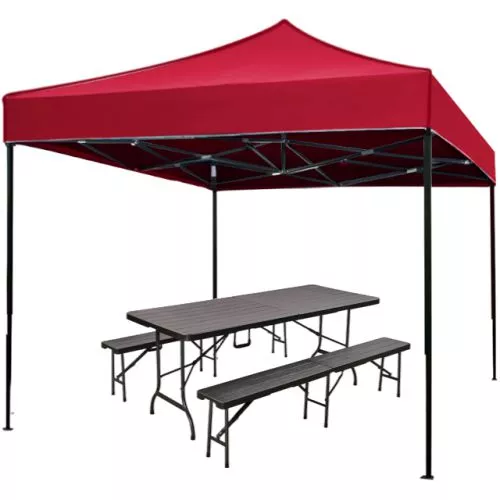 Cort pavilion pliabil CULINARO 3x3m otel cu panza impermeabila rosu cu ...