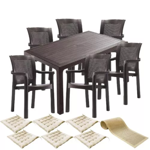 Set mobila curte gradina CULINARO KEILA Ratan imitatie masa 90x150x75cm ...