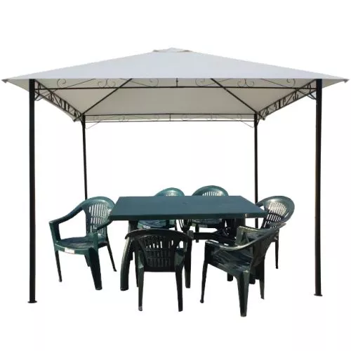 Set pavilion curte gradina CULINARO 3x3m cadru otel acoperis bej cu set ...