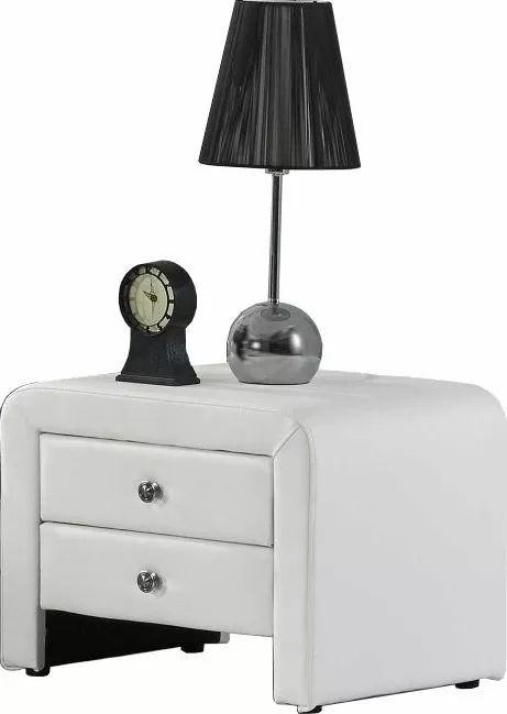 Noptiera Dormitor tapitata de lux piele eco alba 50x37x38 cm Bortis ...
