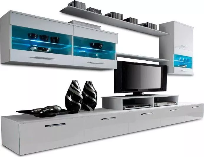 Set mobila living Bortis Impex lucios Modern PAL alb bo-1 - domo.ro