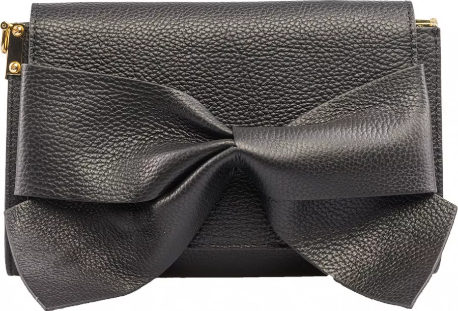 Poseta dama piele Toro Nero Bow flower black 5772-negru