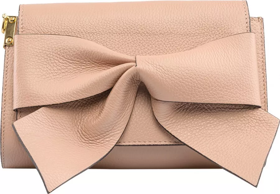 Poseta dama piele Toro Nero Bow flower pale pink 5772-roz pal - domo.ro