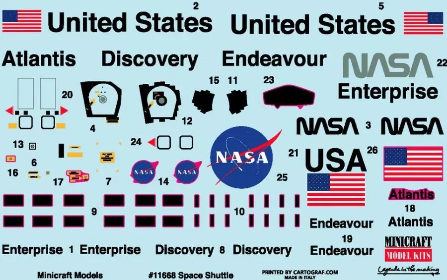 Minicraft 11668 - 1 144 NASA Space Shuttle with decal for Endeavour ...