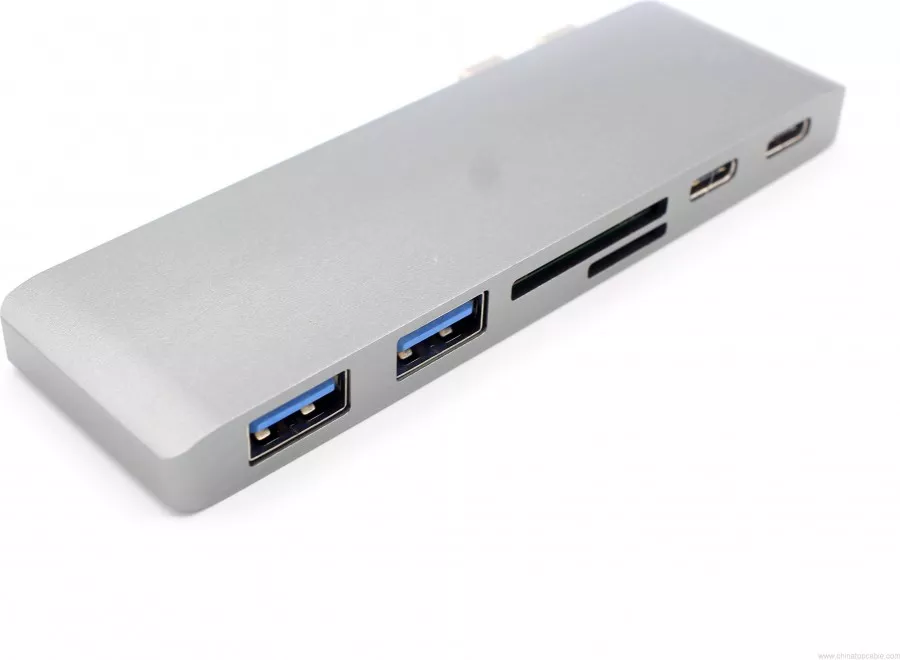 Hub USB Type C tata Metalic iesiri 2Type C PD 2USB 3.0 Micro SD +SD ...