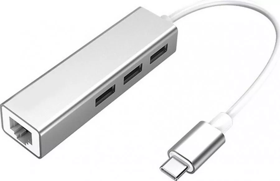 Adaptor Metalic Type C Laptop MTP 4 in 1 la RJ45 3 USB 3.0 MTP21615 ...