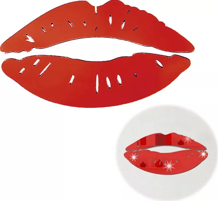 Sticker decorativ oglinda perete model buze rosii 25 x 10cm acril ...