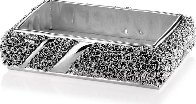 Cutie argintata dreptunghiulara cu trandafiri R244AZAY - domo.ro
