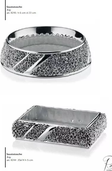 Cutie argintata rotunda cu trandafiri R245AZAY - domo.ro