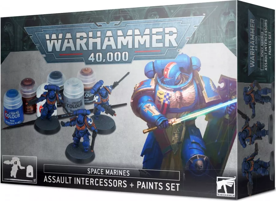 Warhammer 40000 Space Marines Assault Intercessors and Paint Set p2yo ...