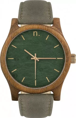 Ceas din lemn Neat - Classic - 43mm Verde cu detalii aurii - lemn de ...