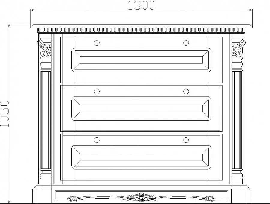 Comoda cristina 3 sertare lemn masiv maro 130 x 105 cm cmddrg124 - domo.ro