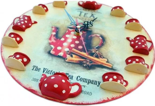 Ceas decorativ de perete - model ceai cu buline 1528 cv1528 - domo.ro