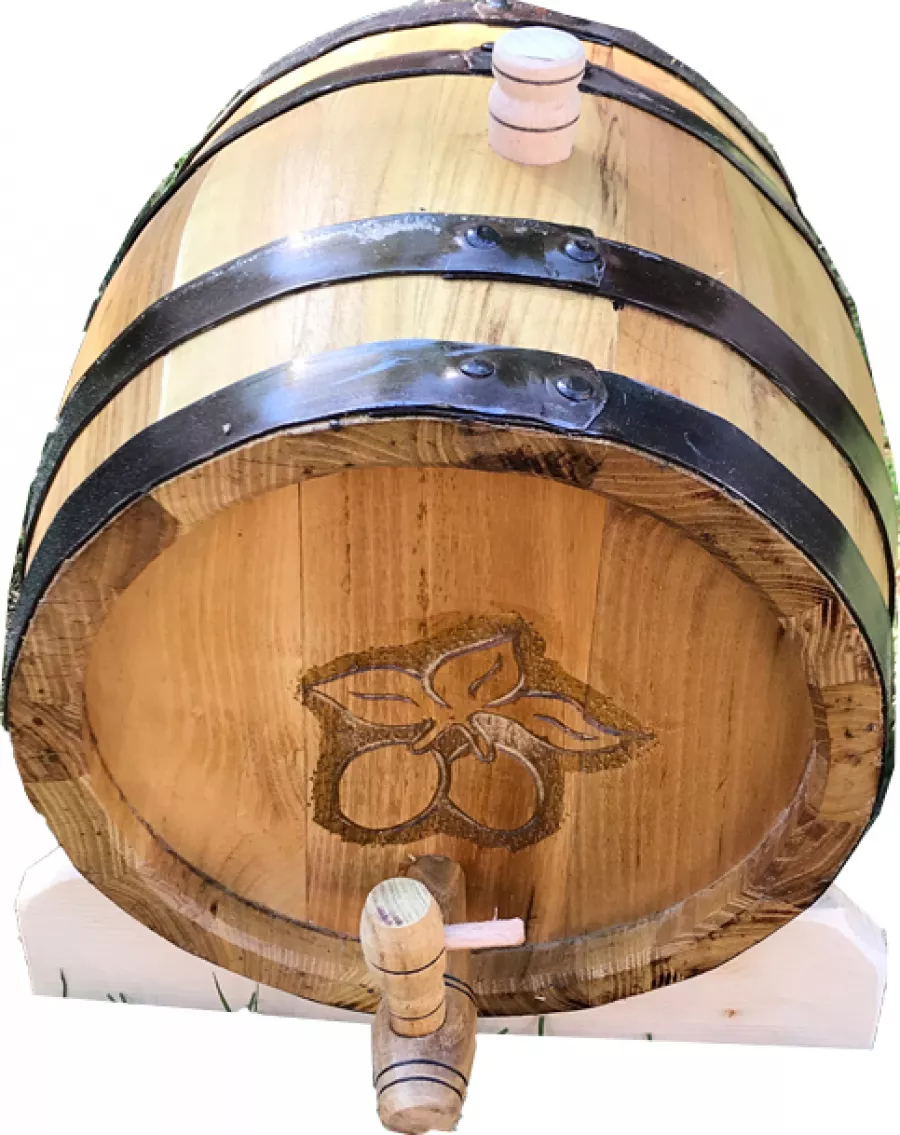 Butoi de dud pentru tuica cu suport cep si canea natur 35l BDT1835 ...