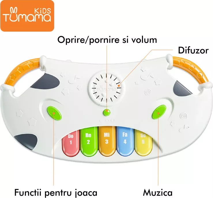 Tastatura muzicala pian design amuzant si colorat in forma de vacuta ...