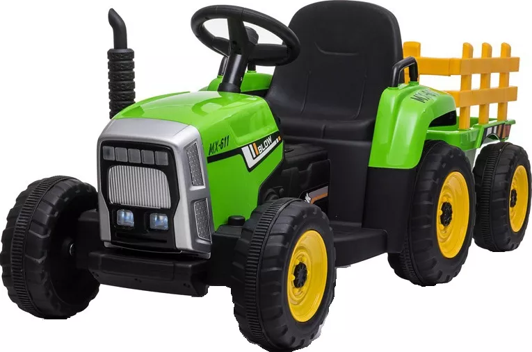 Tractoras electric BJ-611 cu remorca si telecomanda STANDARD culoare Verde