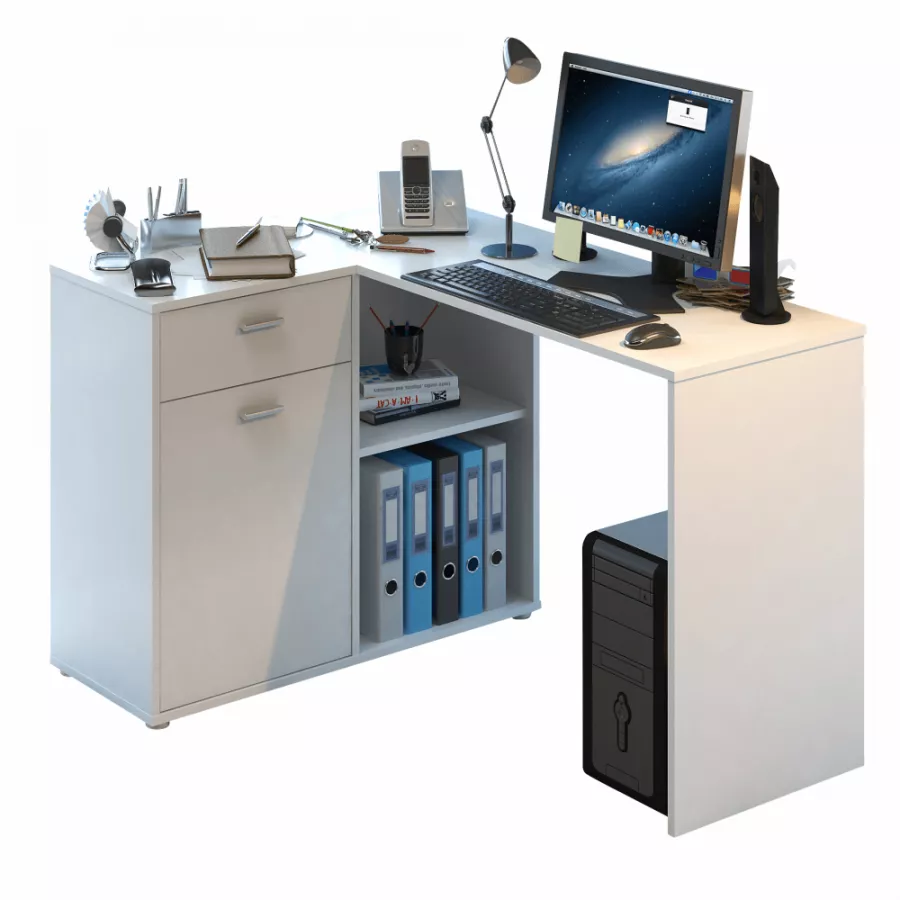 Masa PC de colt alb KALIMERO 0yo_12248 - domo.ro