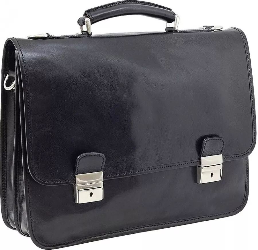 Geanta barbati casual din piele naturala vachetta neagra 4013 ...