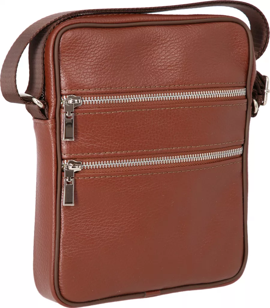 Borsete din piele naturala maro roscat model cu fermoare S05 MAGAZINUL ...