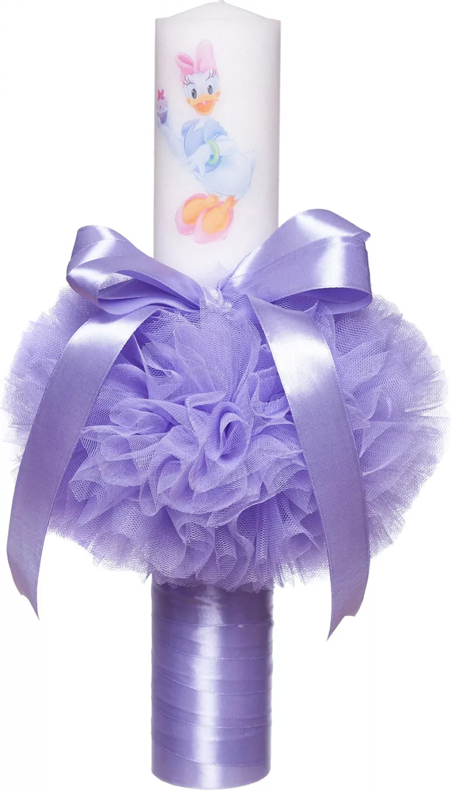 Lumanare botez tul Daisy Duck lucrata manual culoare mov 40 x 6 cm 3sh ...