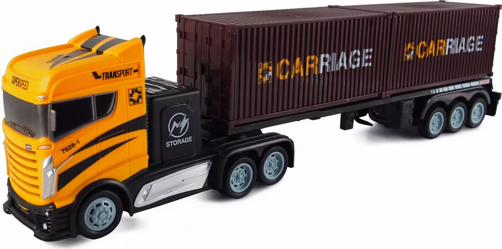 Camion RC cu telecomanda 2 containere Lungime 45 cm Scara 1 16 2.4Ghz ...