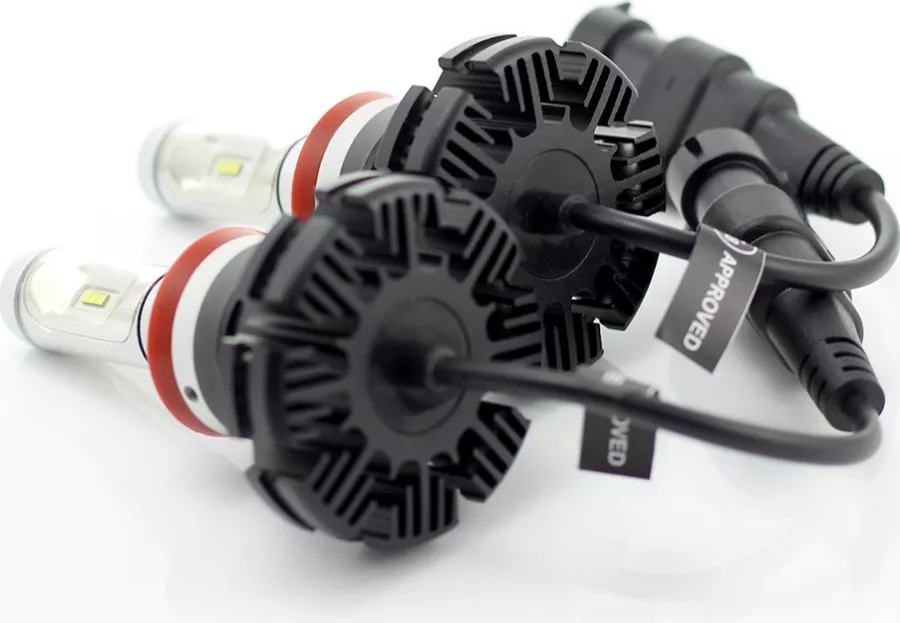 Set 2 Becuri Auto LED H11 pentru Faruri 12-24V 4000 Lumeni Super White ...