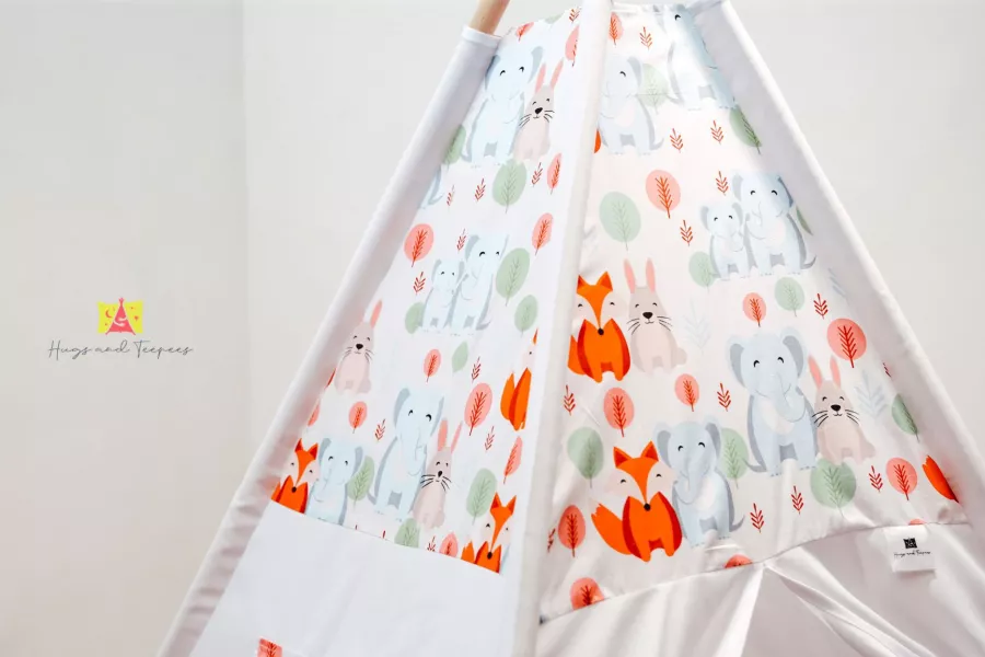 Cort teepee si saltea patchwork - model Anima Friends HT01-01 - domo.ro