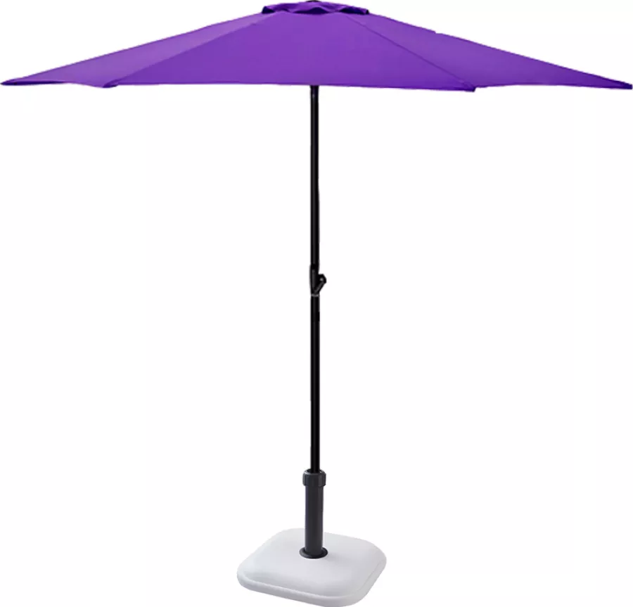 Umbrela soare 270cm culoare mov cu suport patrat 11kg culoare alba ...