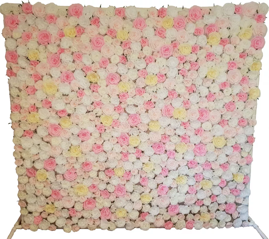 Panou floral cu trandafiri alb roz si galben pal HM-216