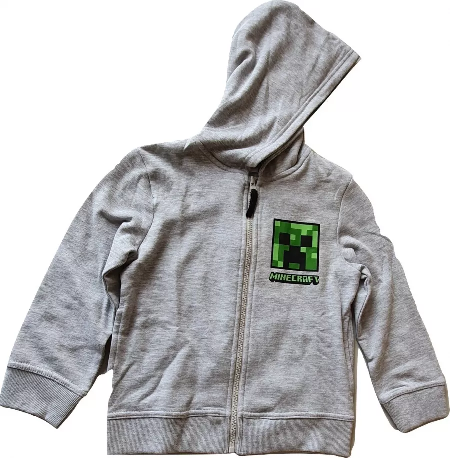Hanorac copii Minecraft Mojang Creeper Logo 7-8 ani Gri HNRMNCR-6 - domo.ro