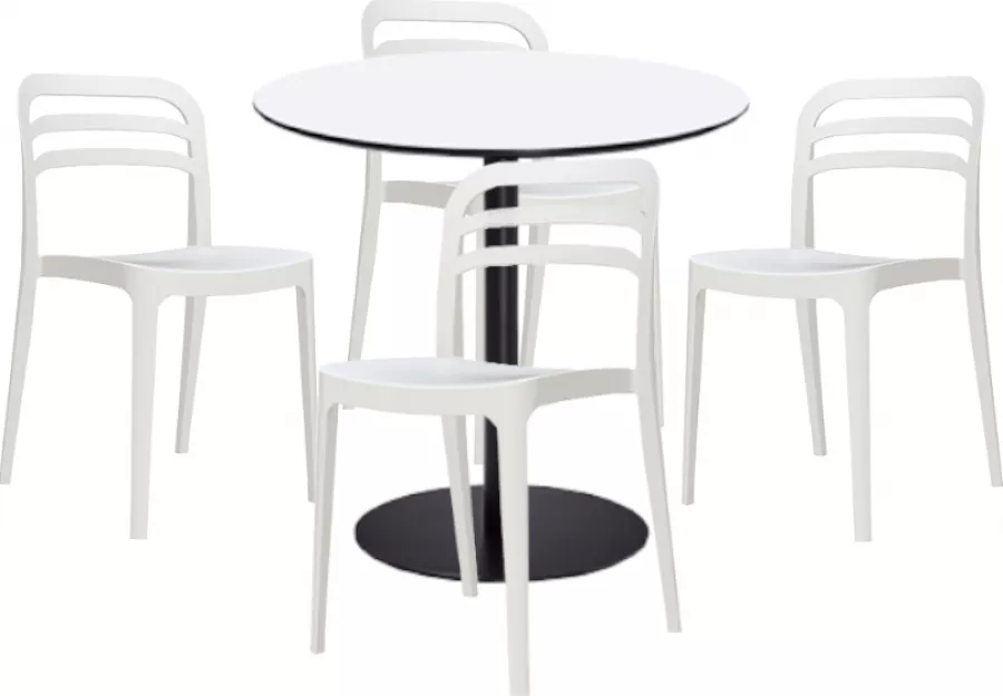 Set mobilier dining bucatarie RAKI masa rotunda cu blat MDF melaminat ...