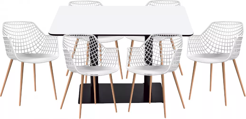 Set mobilier dining bucatarie RAKI masa dreptunghiulara cu blat MDF ...