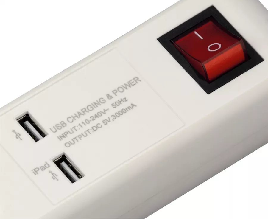 Prelungitor Hama USB 3A 5 Prize 2 USB 1.5m Alb 4047443288189 - domo.ro