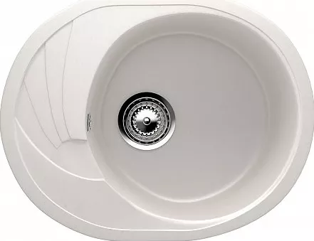 Chiuveta ovala de bucatarie Ulgran U-403-331 Alb-Crem Compozit Lucios 4wg_3502 - domo.ro