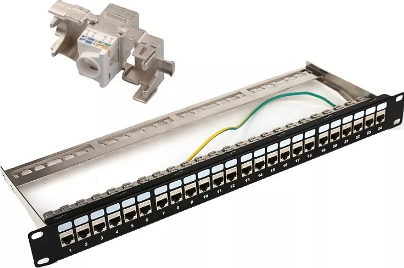 Patch Panel 19 Modular Echipat cat6A 10GB LanKATT FTP/STP 24port x RJ45 1U