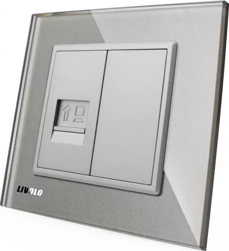 Priza internet Livolo vl-c791c-15 cu rama din sticla Gri vl-c791c-15 ...