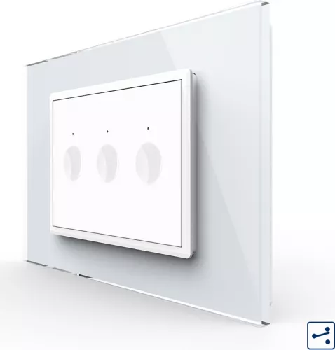 Intrerupator triplu cap scara-cap cruce Livolo touch rama din sticla ...