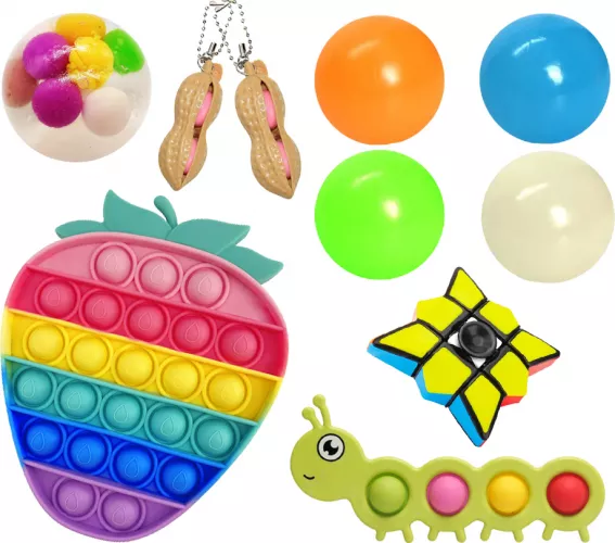 Set 10 Jucarii Zenuk and reg - Pop It Squishy Ball Rubik Spinner Fidget ...