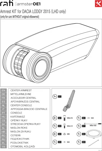 Cotiera DACIA Lodgy 2015-prez pt mas fara cot din fab usb mqh6 ...