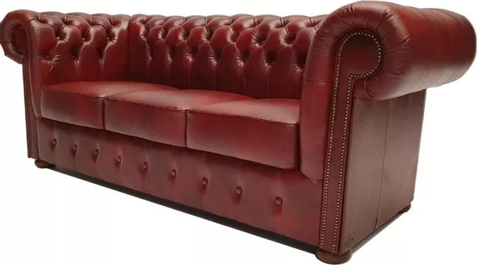 Canapea Chesterfield Class Piele 3 locuri Cloudy Rosu 12 ani garantie ...
