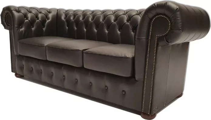 Canapea Chesterfield Class Piele 3 locuri Shiny Negru 12 ani garantie