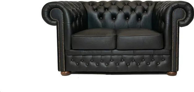 Canapea Chesterfield First Class Piele 2 locuri Shiny Negru 12 ani ...